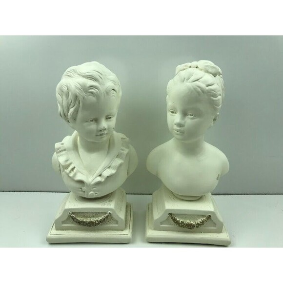 ALEX | Accents | Pr 95s Alex Backer Chalk Ware Bookends Boy Girl Heads ...